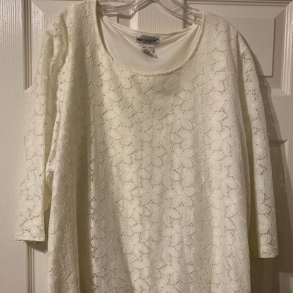 Rebecca Malone | Tops | Rebecca Malone Womens Offwhite Lace Blouse ...